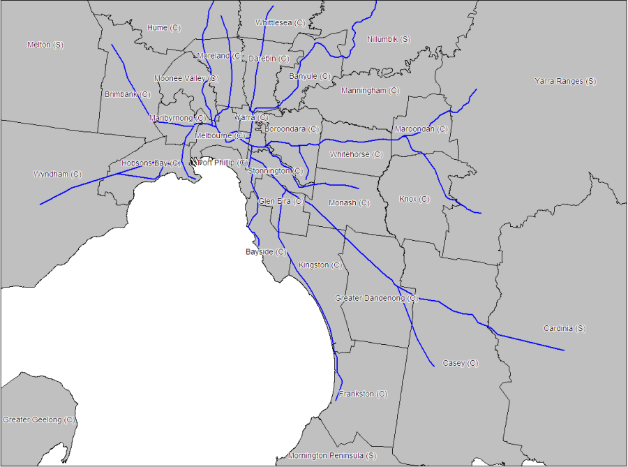 Melbourne LGA reference map | Charting Transport