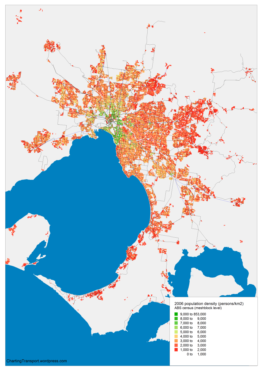 What does Melbourne’s urban density look like? (2006) | Charting Transport