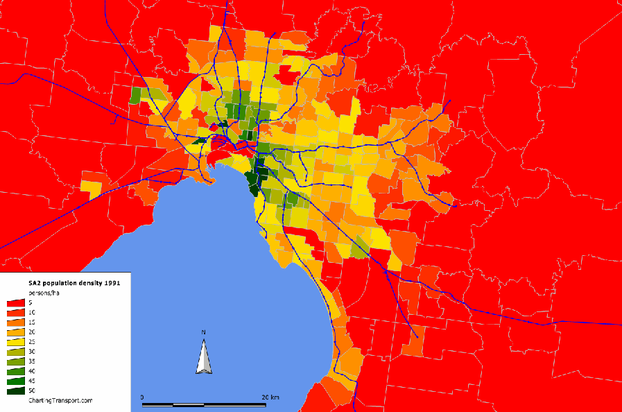 Visualising the changing density of Australian cities | Charting Transport