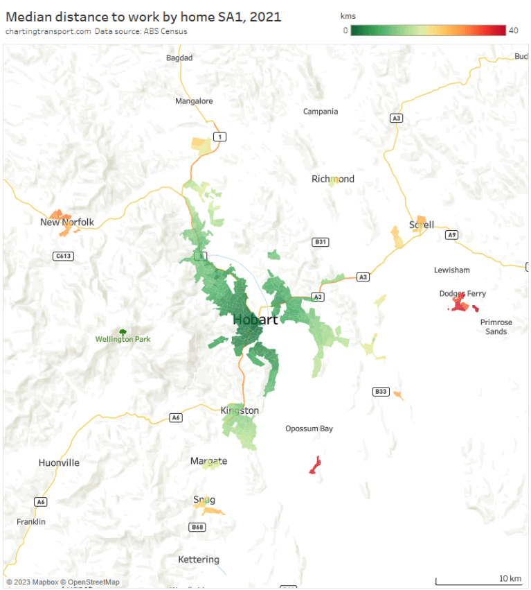 How do commuting distances vary across Australian cities? | Charting ...
