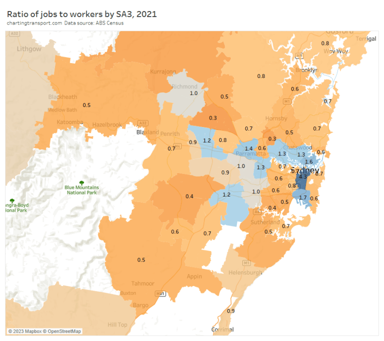 How do commuting distances vary across Australian cities? | Charting ...
