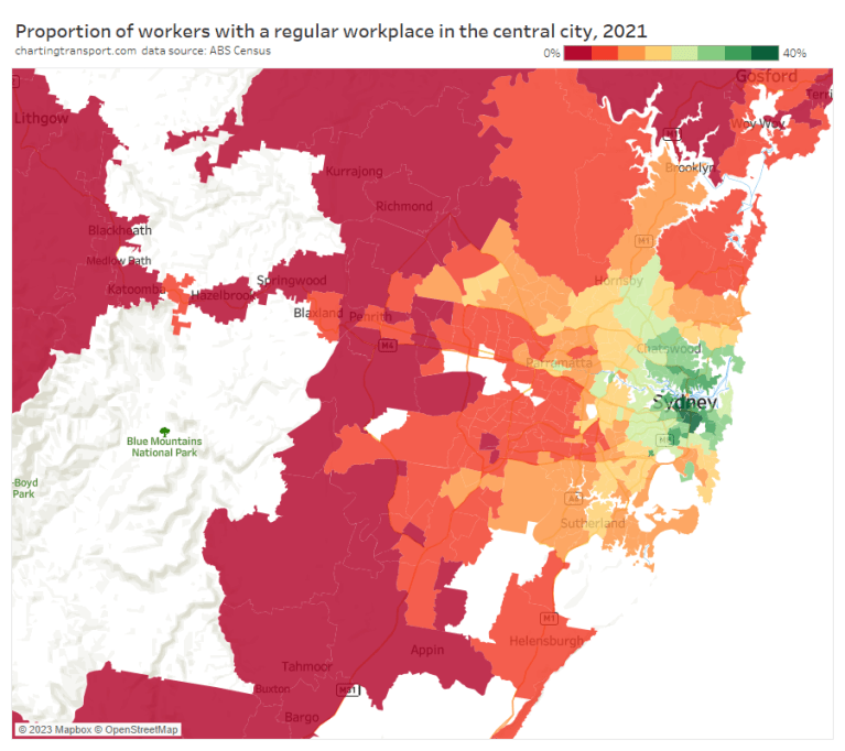 How do commuting distances vary across Australian cities? | Charting ...